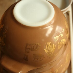 Vintage Brown Pyrex Cinderella Bowls, Gold on Brown Bowls, Two 1 Pint ...