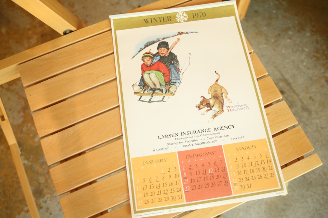1970s Vintage Advertising Calendar, Norman Rockwell, Four Seasons Pin ...