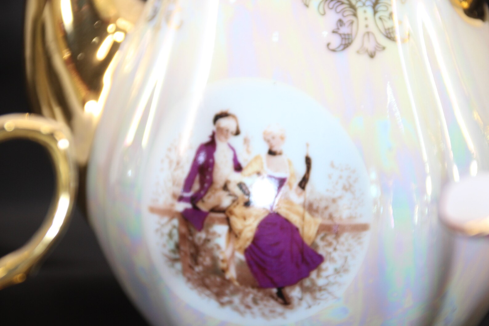 Set of 17 Iridescent Tea Set Colonial Couple Fine | Etsy