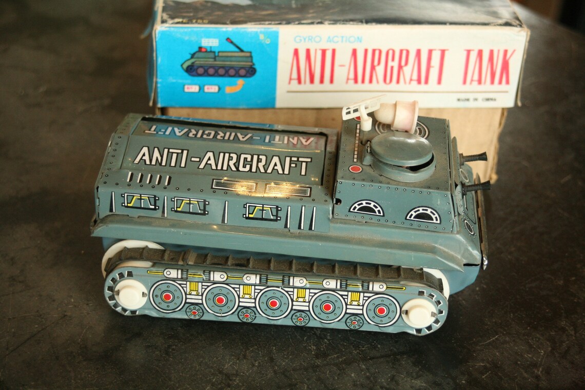 Aircraft Tank, Toy Metal Tank, Metal, Tin, Gyro Action, Action Tin Toy ...