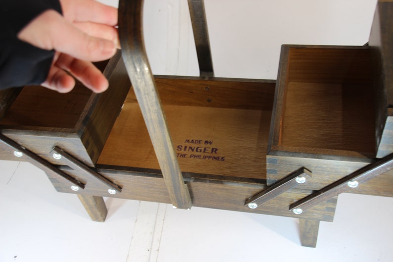 Singer Sewing Box Vintage Wood Sewing Box on Legs Wooden - Etsy