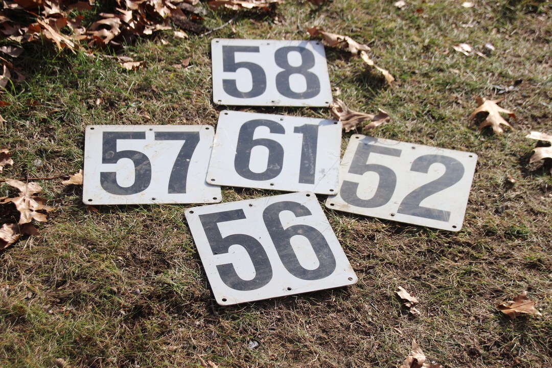 Set of 5, Vintage, Railroad Signs, Railroad Numbers, Industrial Decor ...