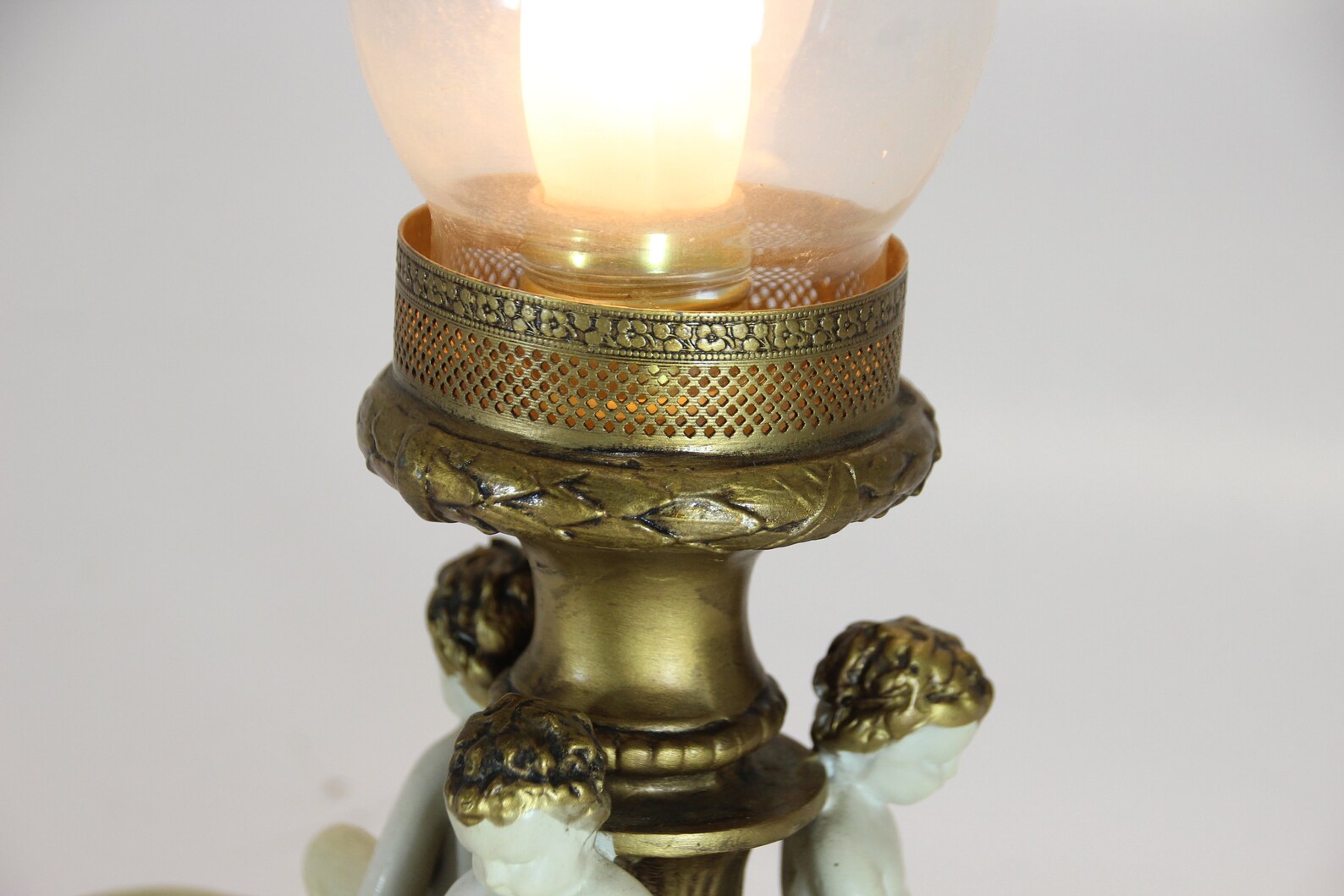 Vintage Art Nouveau Lamp Cherup Angels Lamp Gold and | Etsy