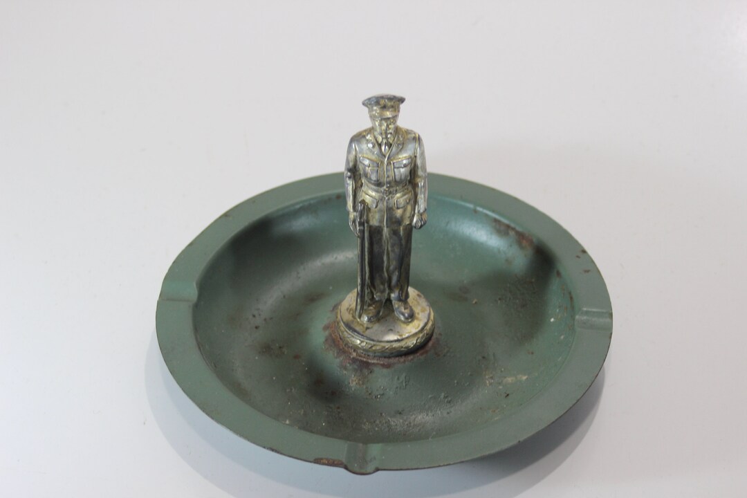Rare, 1940's, WW2, American Military, Soldier Ashtray, Chrome, Steel ...