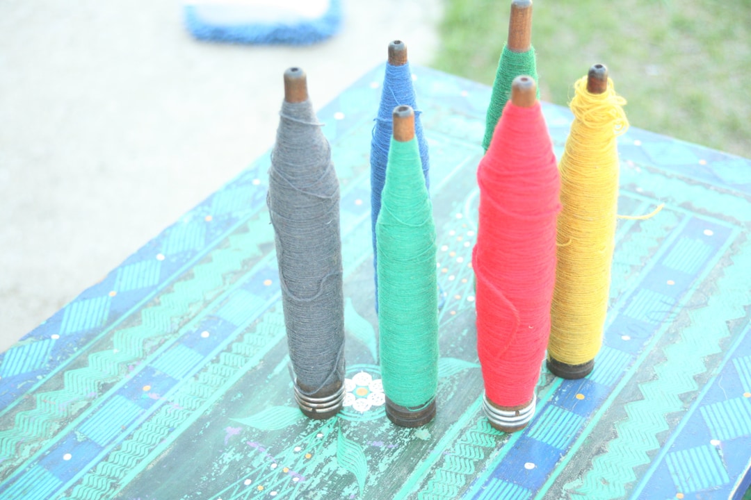 SALE - 6 Vintage Wood Thread Spools / Textile Spindles for Home or ...