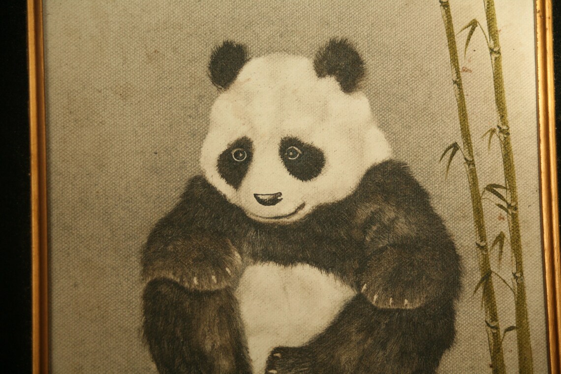 SALE Baby Panda Oil Painting Harris Pandarous Panda 1982 | Etsy