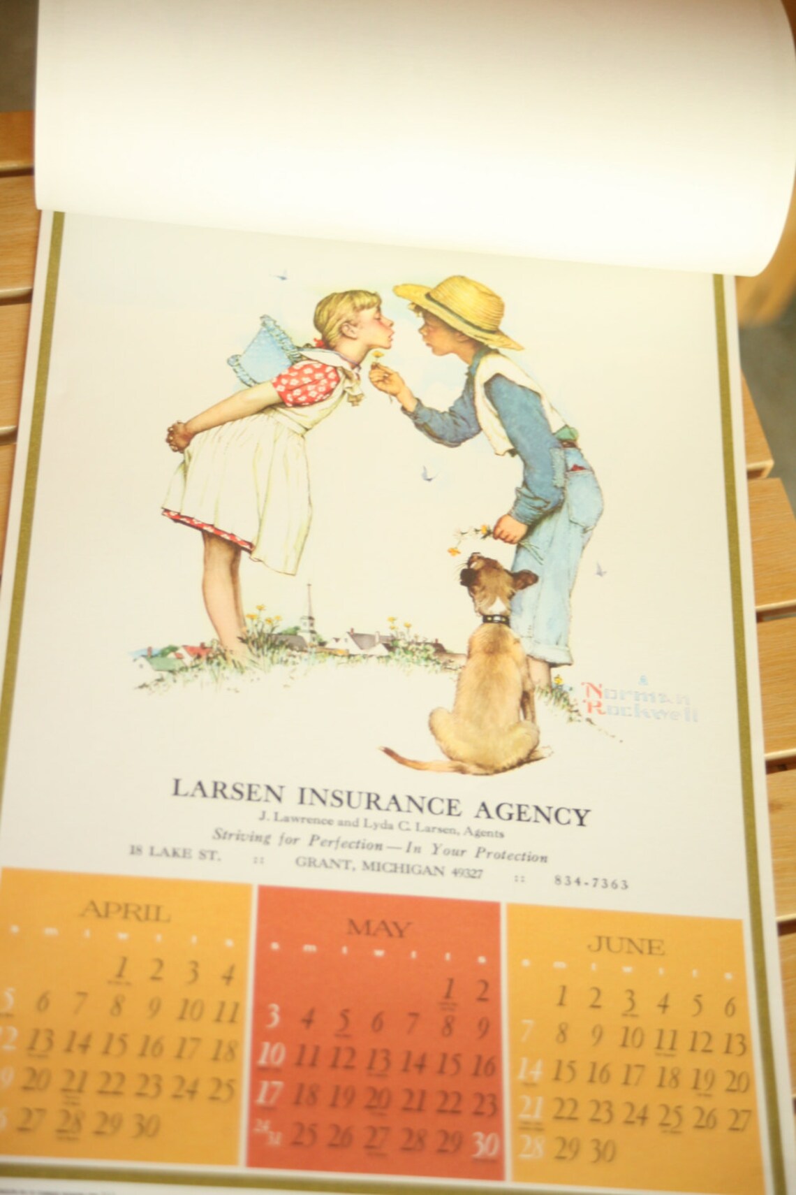 1970s Vintage Advertising Calendar, Norman Rockwell, Four Seasons Pin ...