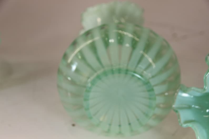 Set of 3 Fenton Art Glass Uranium Glass Opalescent Ruffled | Etsy