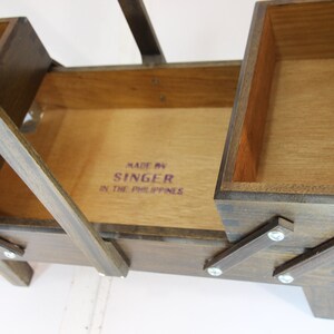 Singer Sewing Box, Vintage Wood Sewing Box on Legs, Wooden Accordion ...