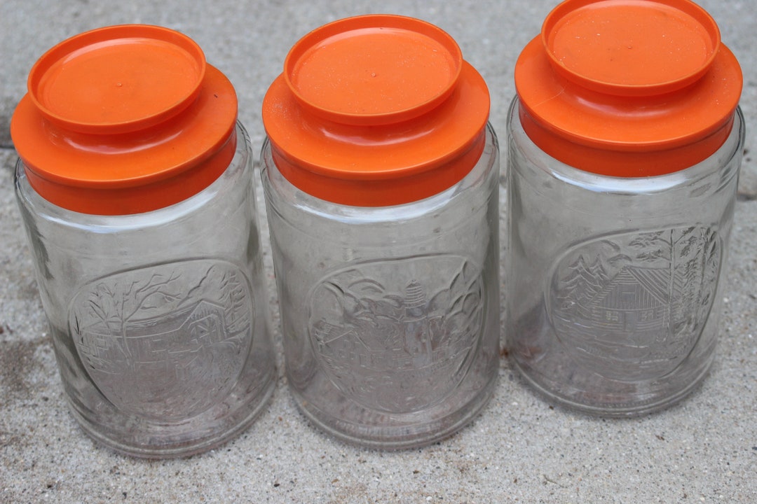 3, Tang, Vintage, Anchor Hocking, Tang Container, Embossed Cabin ...