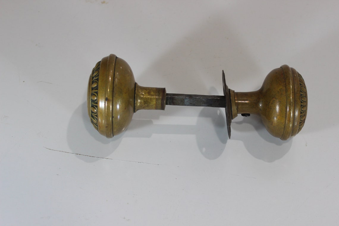 Antique, Brass Door Knob, Vintage Door Knob, Rustic, Primitive, Stamped ...