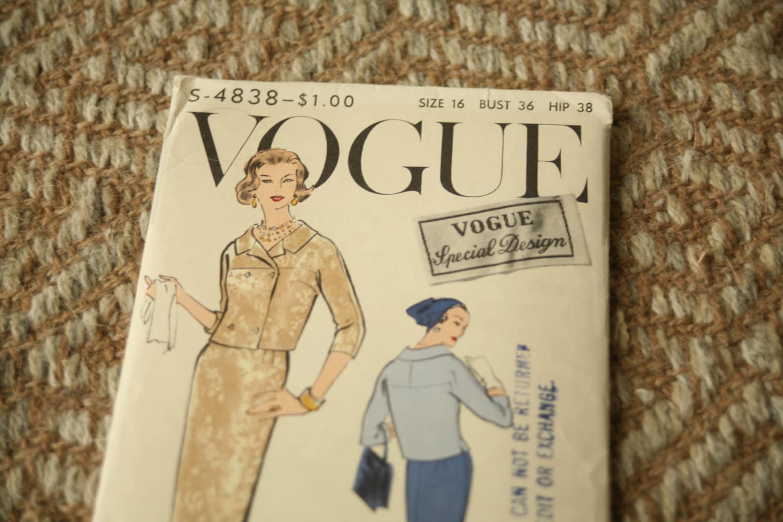 1950s Vintage VOGUE Special Design Pattern No. 4838 , Elegant Two Piece ...
