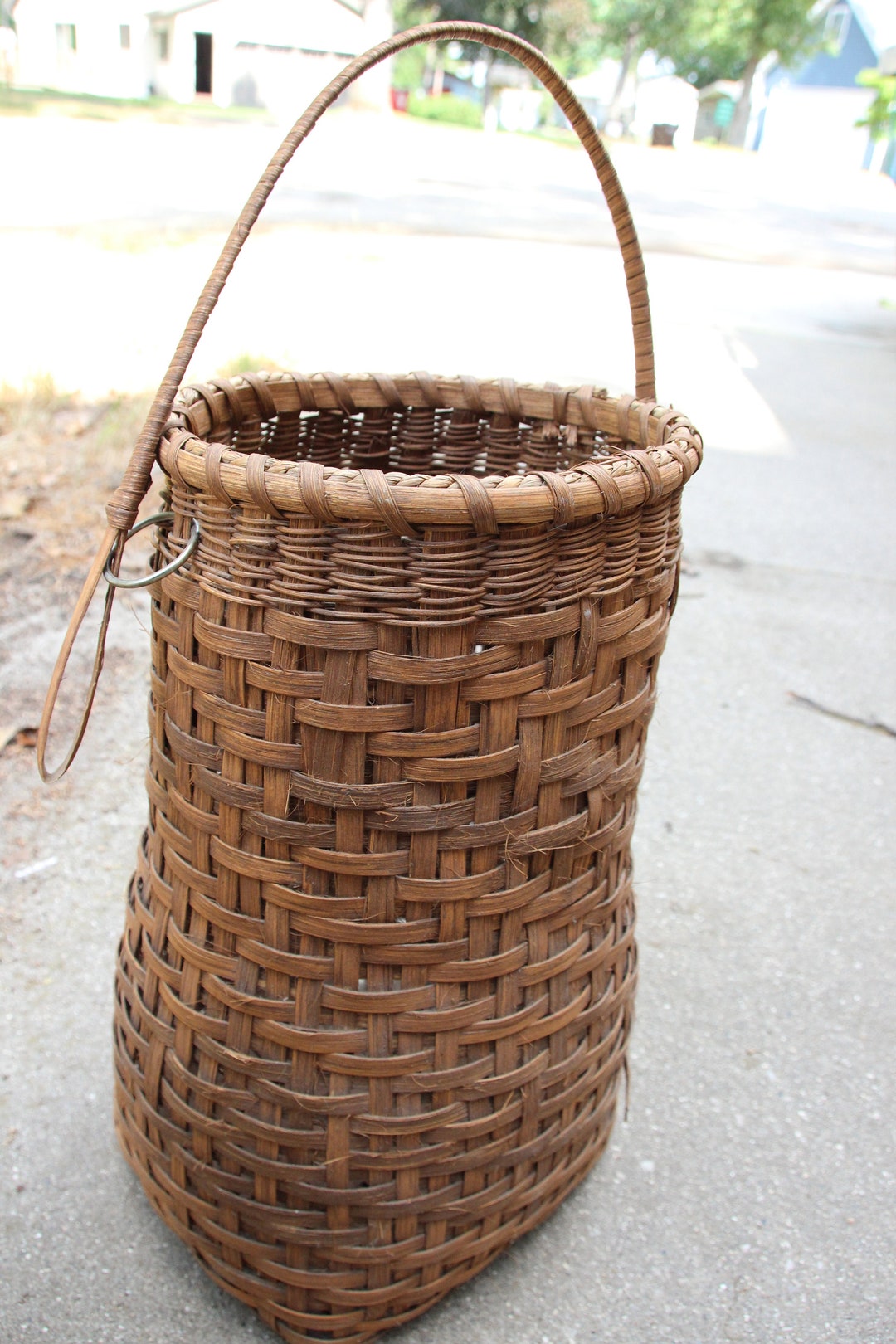 Vintage Tall Handwoven, Harvest, Basket, Flower Basket, High Quality ...