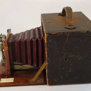 Antique, Unicum Camera, Leather, Wood, Folding Camera, Decorative ...