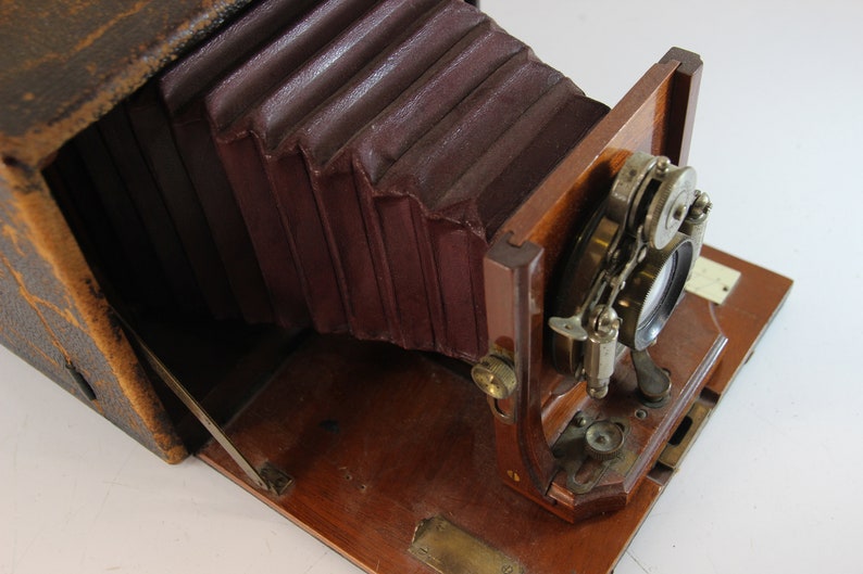 Antique, Unicum Camera, Leather, Wood, Folding Camera, Decorative ...