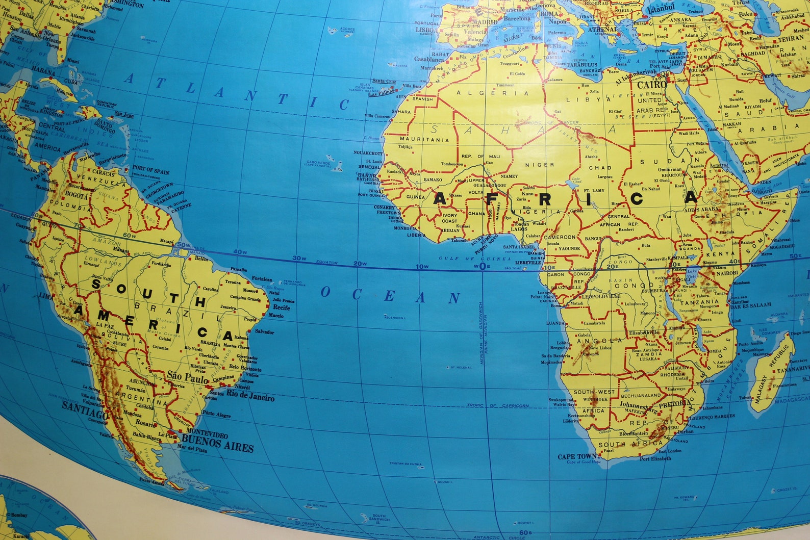 Vintage 1940's Cram Pull Down World Map United States - Etsy