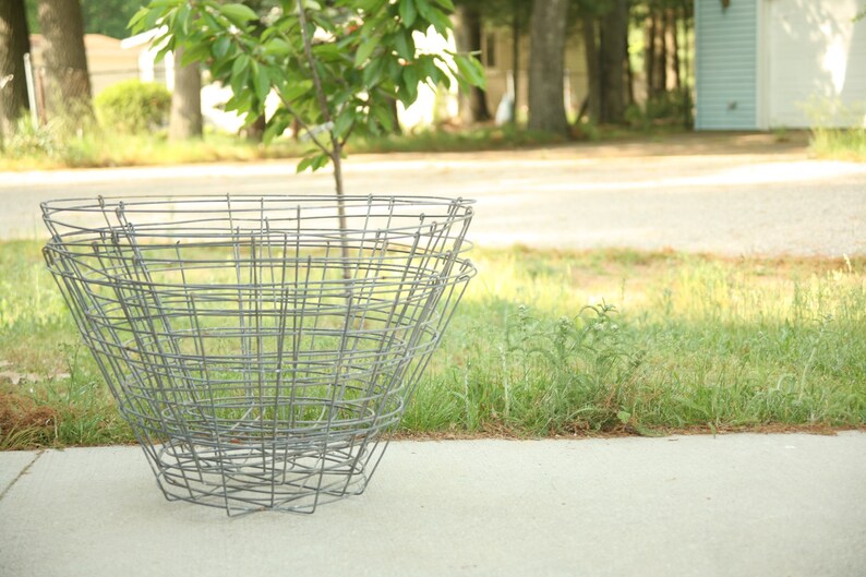 Vintage Extra Large Wire Basket Storage Living Room Outdoor - Etsy