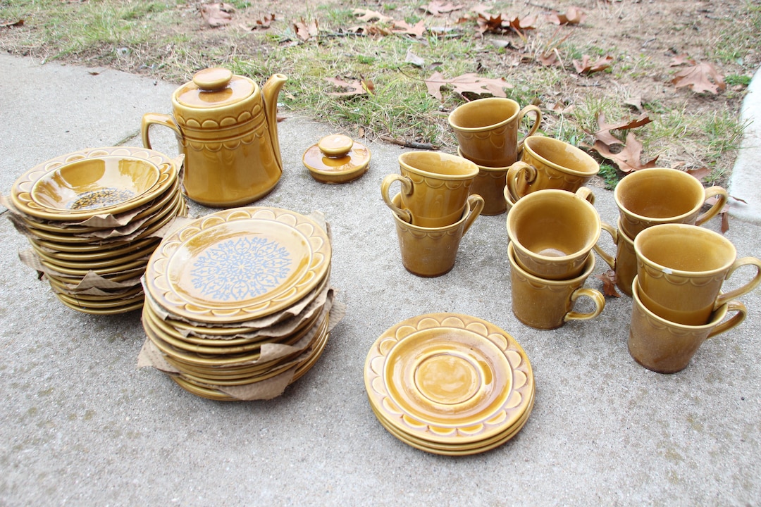 Vintage, Dessert Set, Castilian, Coventry, USA, Vintage, Amber, Brown ...