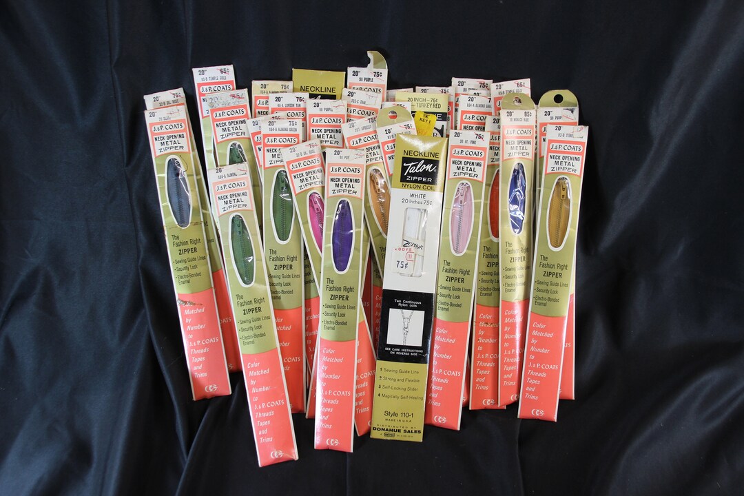 Set of 33, Vintage, Talon, Metal Zippers, 20 Inch, 1960s, Zipper ...