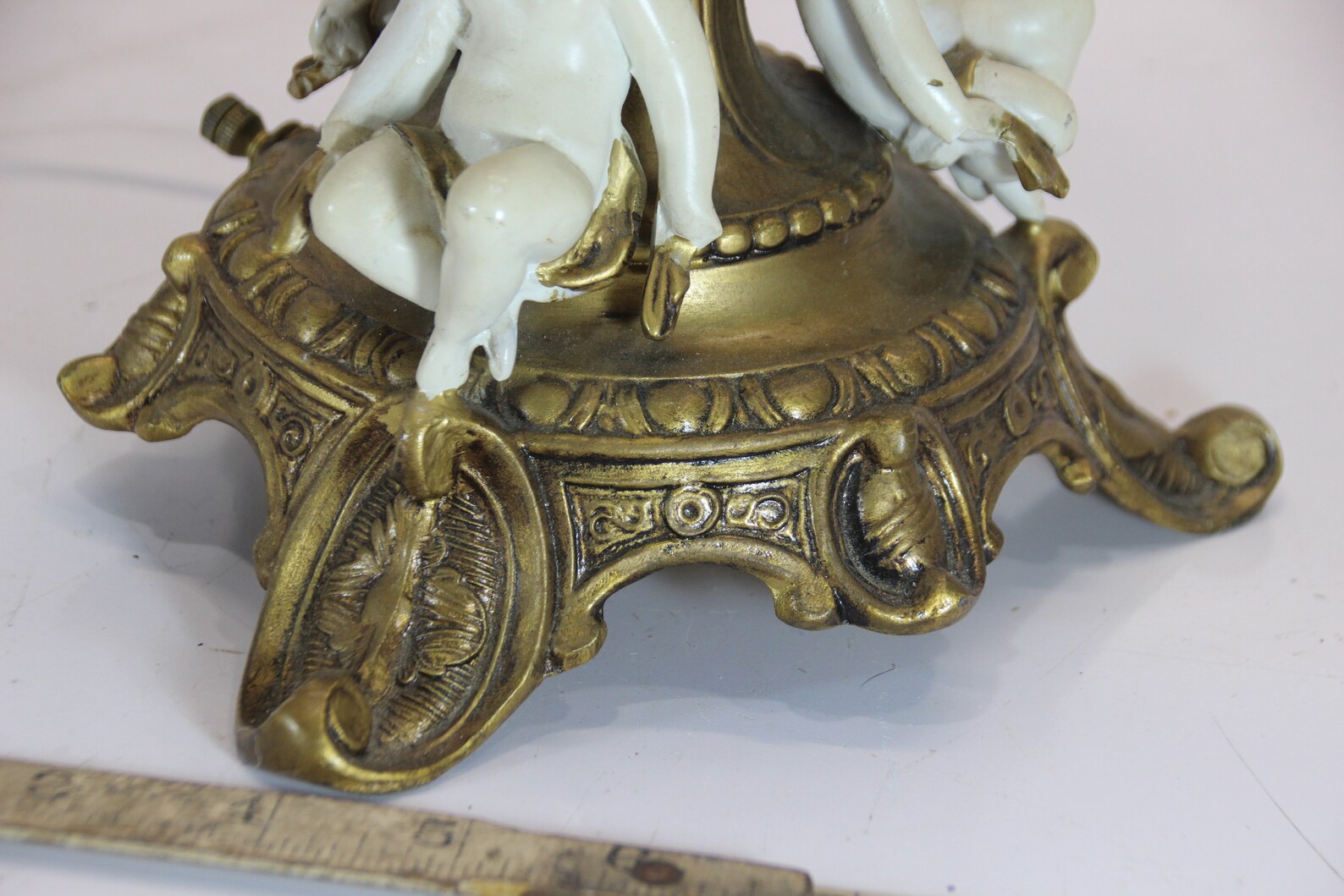 Vintage Art Nouveau Lamp Cherup Angels Lamp Gold and | Etsy