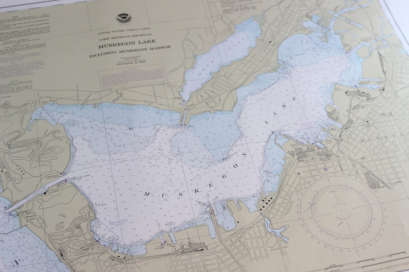 Nautical Chart Great Lakes Shipping Muskegon Lake Michigan - Etsy
