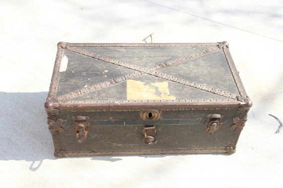 1890s Riveted Trunk Travel Trunk ChestStorage Box Coffee | Etsy