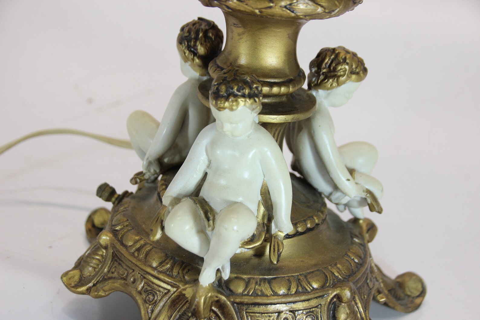 Vintage Art Nouveau Lamp Cherup Angels Lamp Gold and | Etsy