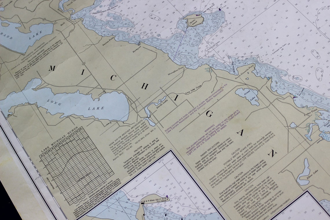 Nautical Chart, Great Lakes Shipping, Stoneport Harbors, Michigan, Ship ...