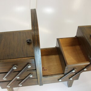 Singer Sewing Box, Vintage Wood Sewing Box on Legs, Wooden Accordion ...