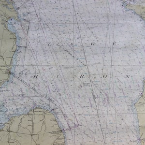 Nautical Chart, Great Lakes Shipping, Lake Huron, Michigan, Ship Chart ...