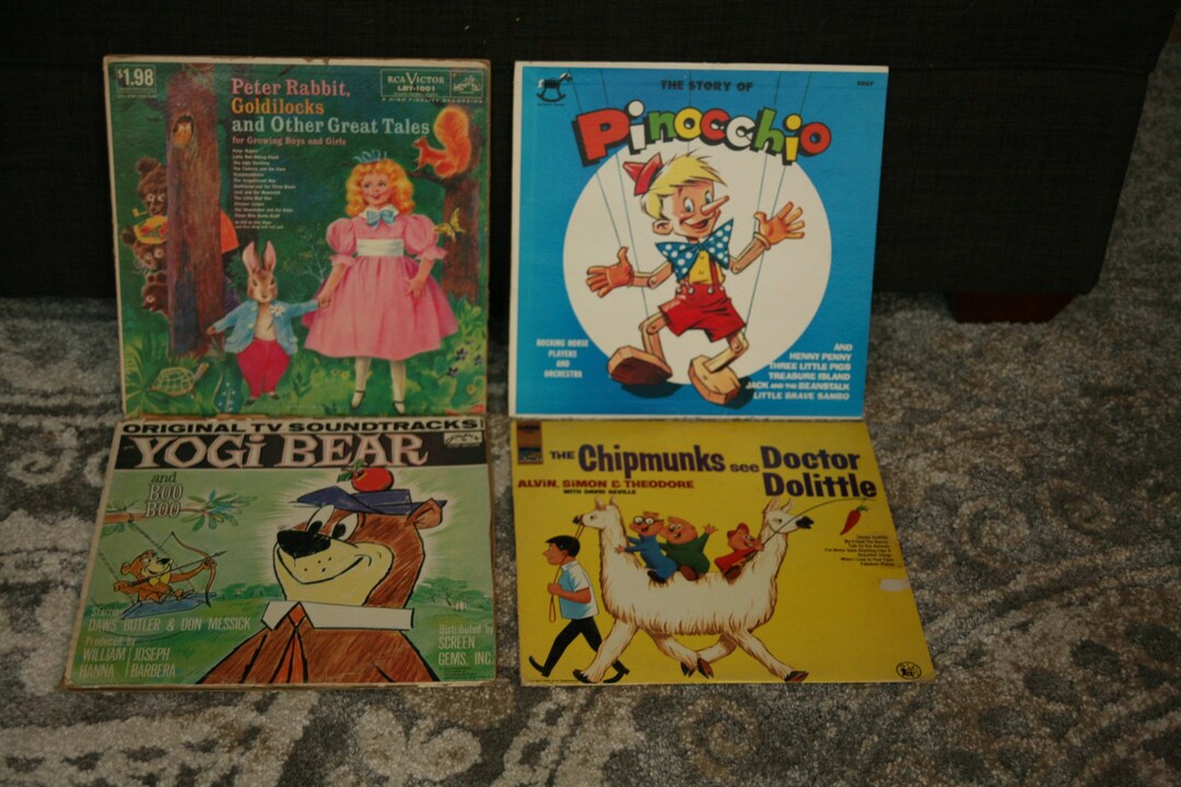 Set of 4 Vintage Children's Records, Classic Kids Stories, Peter Rabbit ...