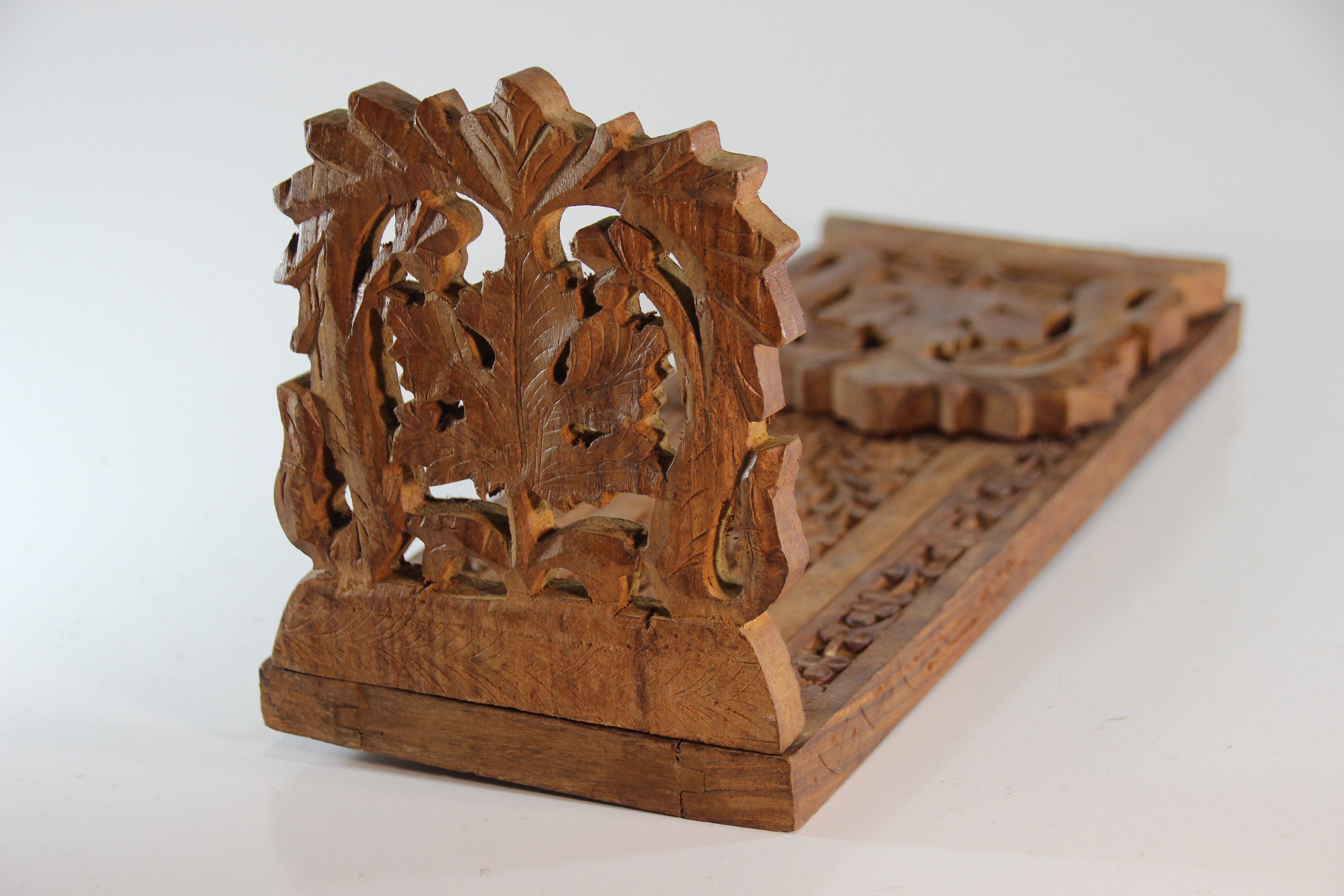 Vintage Tabletop Wood Shelf, Solid Wood, Shelf, Kitchen Shelf, Recipe ...