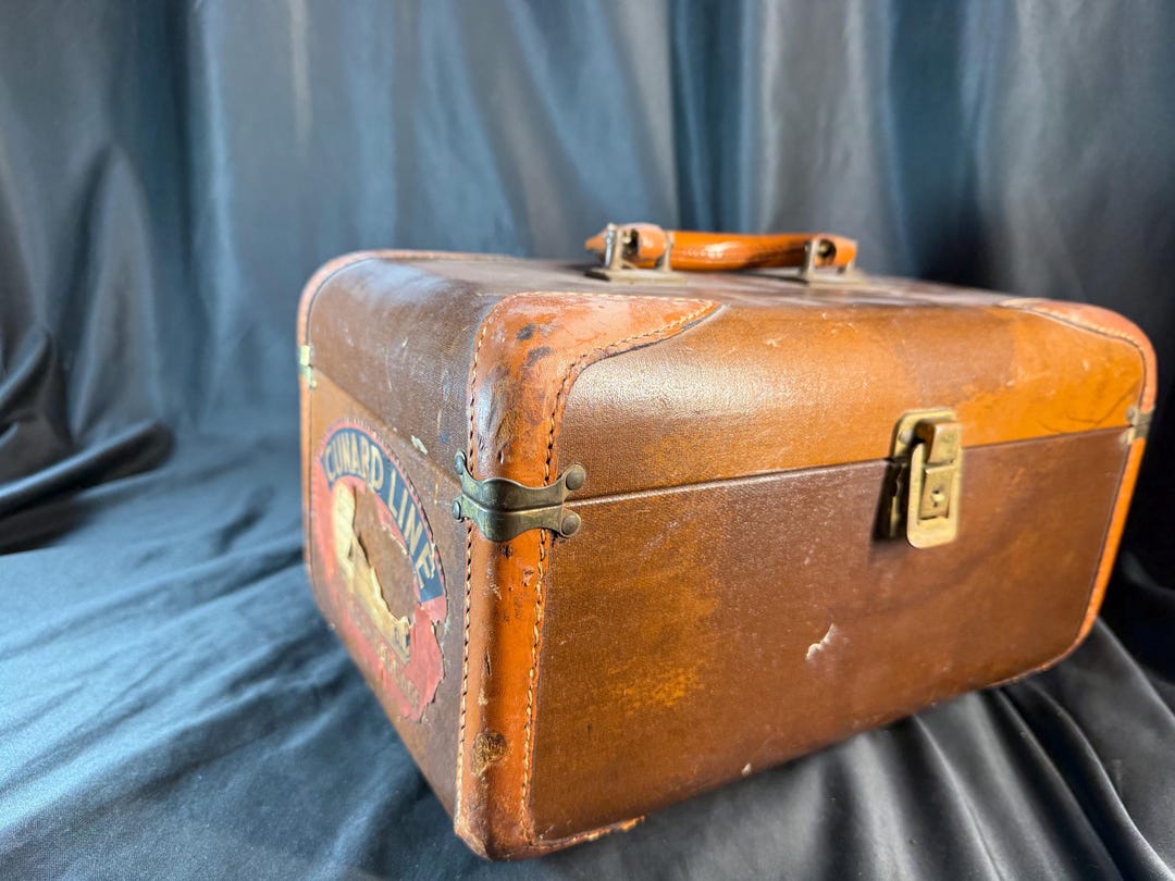 Vintage Brown Suitcase, Train Case, Leather Train Case, Vintage Brown ...