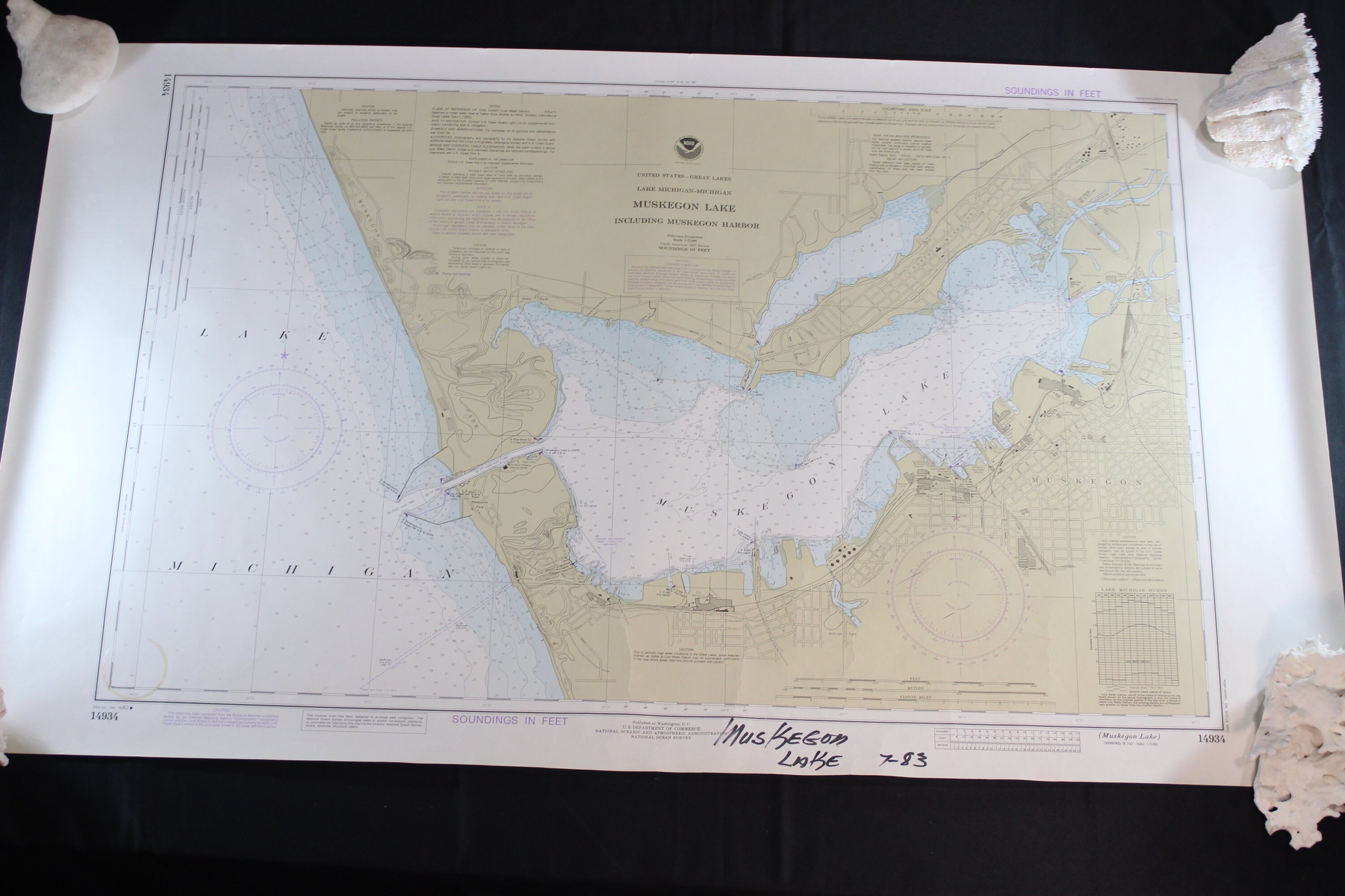Nautical Chart Great Lakes Shipping Muskegon Lake Michigan - Etsy