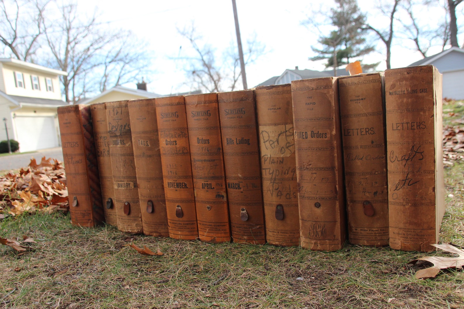 Set of 11, Wooden Book Files, 1910s, Files, Storage, Office ...