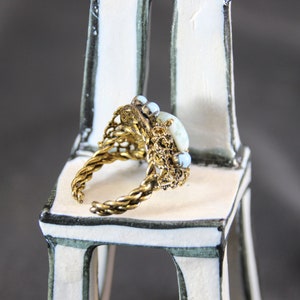 Vintage Marked, Czech Ring, Peking Glass, Blue Czech Glass, Filagree ...