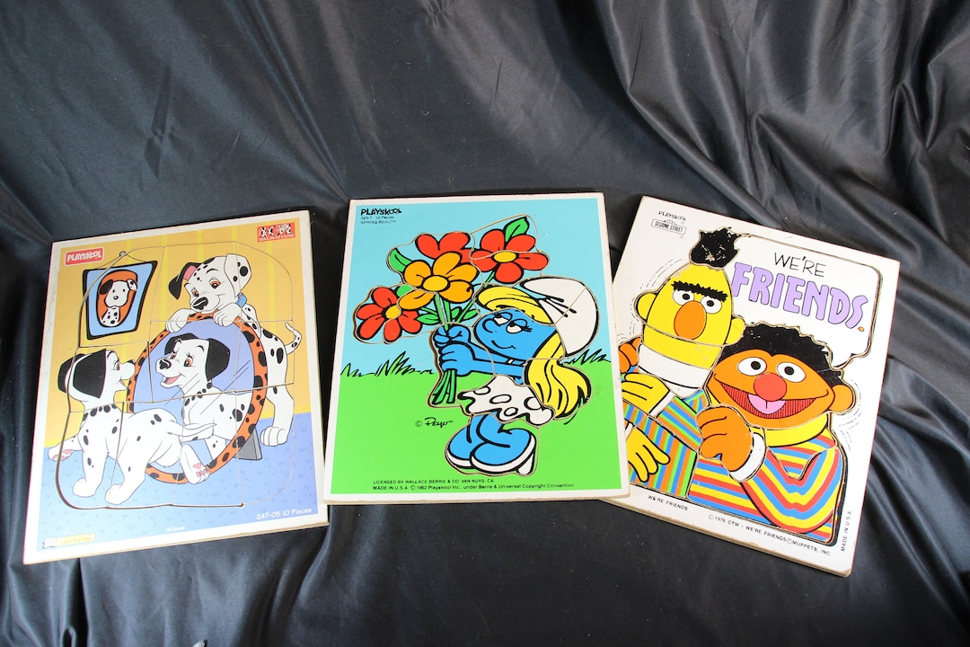 Set of 3, Playskool Puzzles, Wood Puzzles, Old Wooden Puzzles, Wood ...