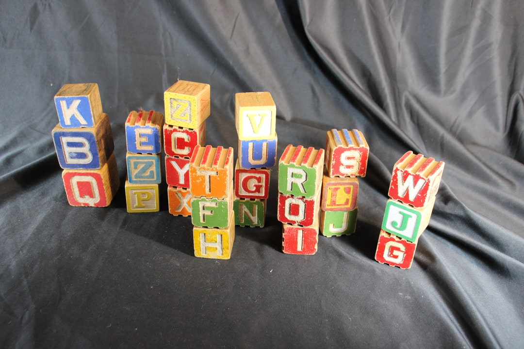 Set of 26, Vintage Blocks, Building Blocks, Toy, ABC Blocks ...