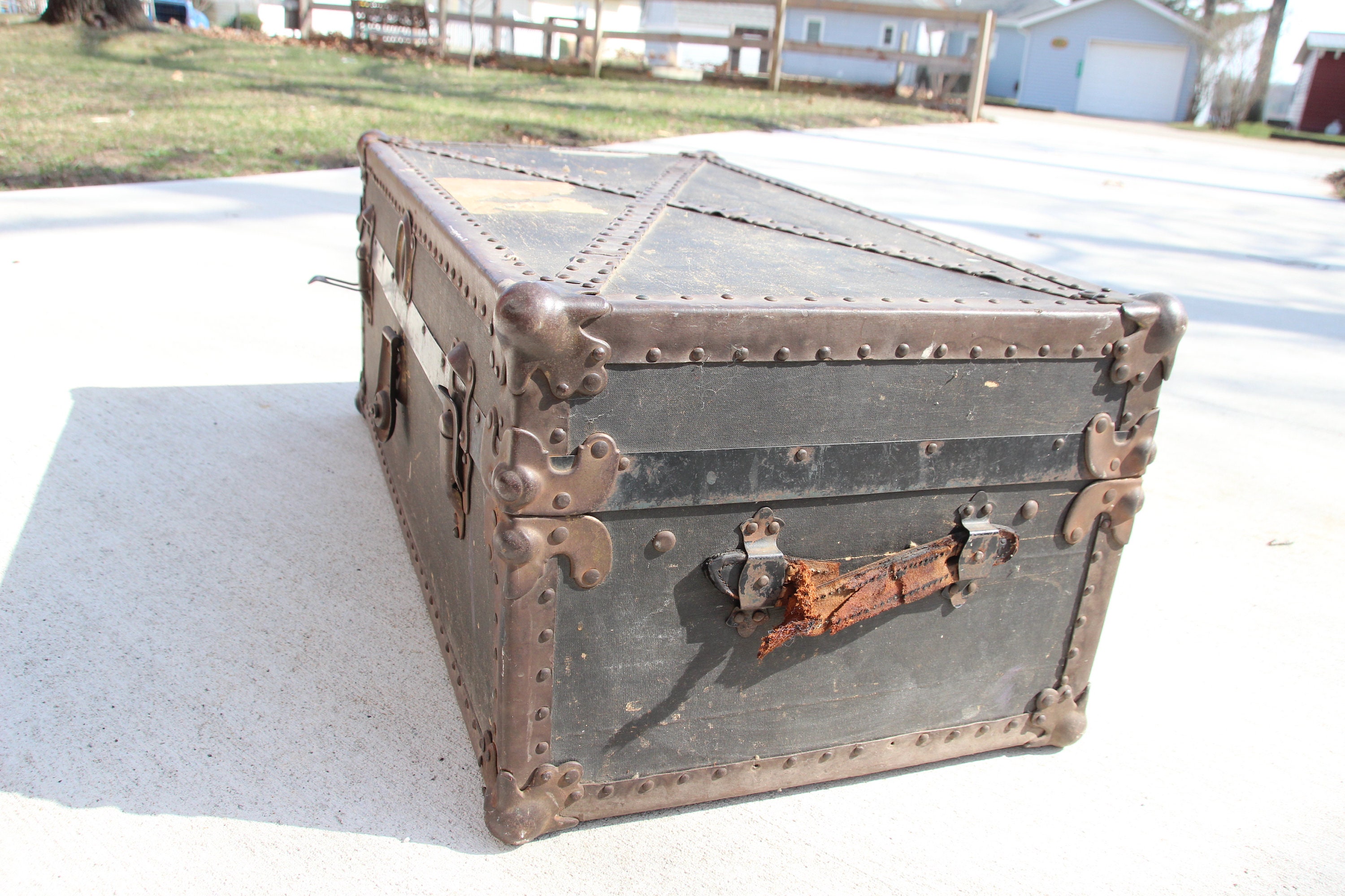 1890s Riveted Trunk Travel Trunk ChestStorage Box Coffee | Etsy