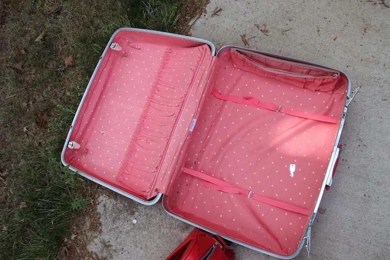 Vintage 1970s, Large Red Suitcase, Wedding Card Box, Vintage Suitcase ...
