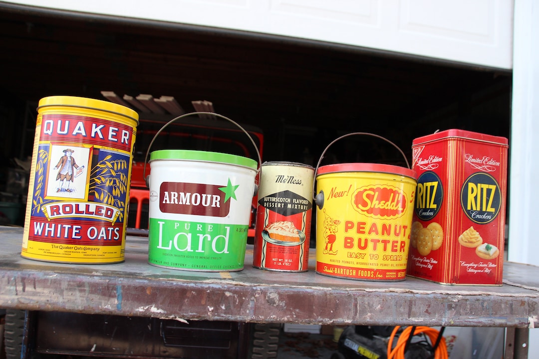 5, Food Tins, Storage, Vintage Tin, Food Tin, Detailed Tins, Spring ...