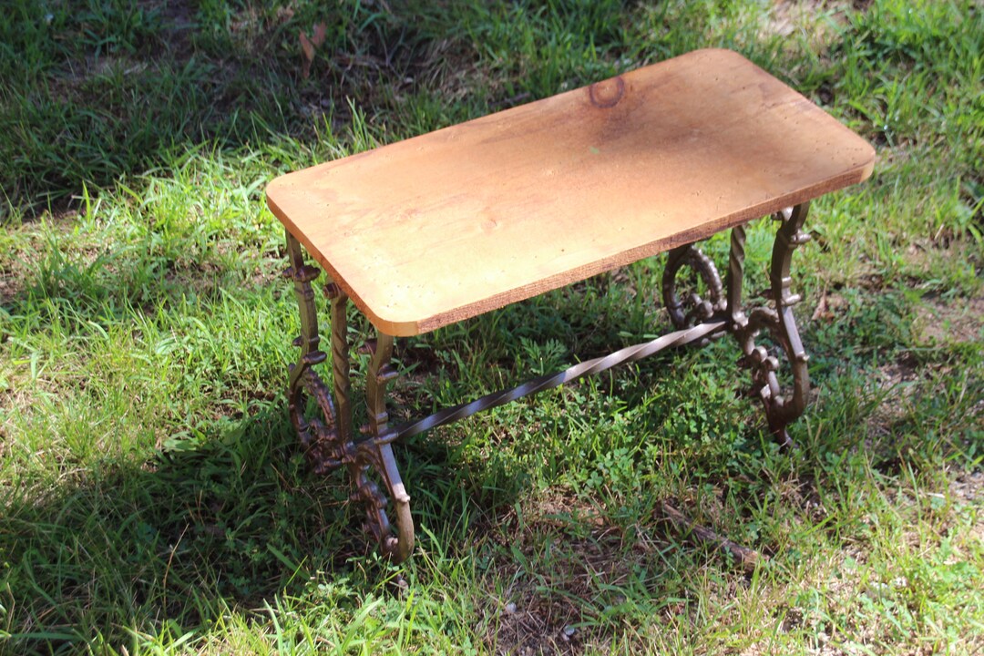 Vintage, Iron Bench, Vintage Metal Bench, Rod Iron Bench, Home Decor ...