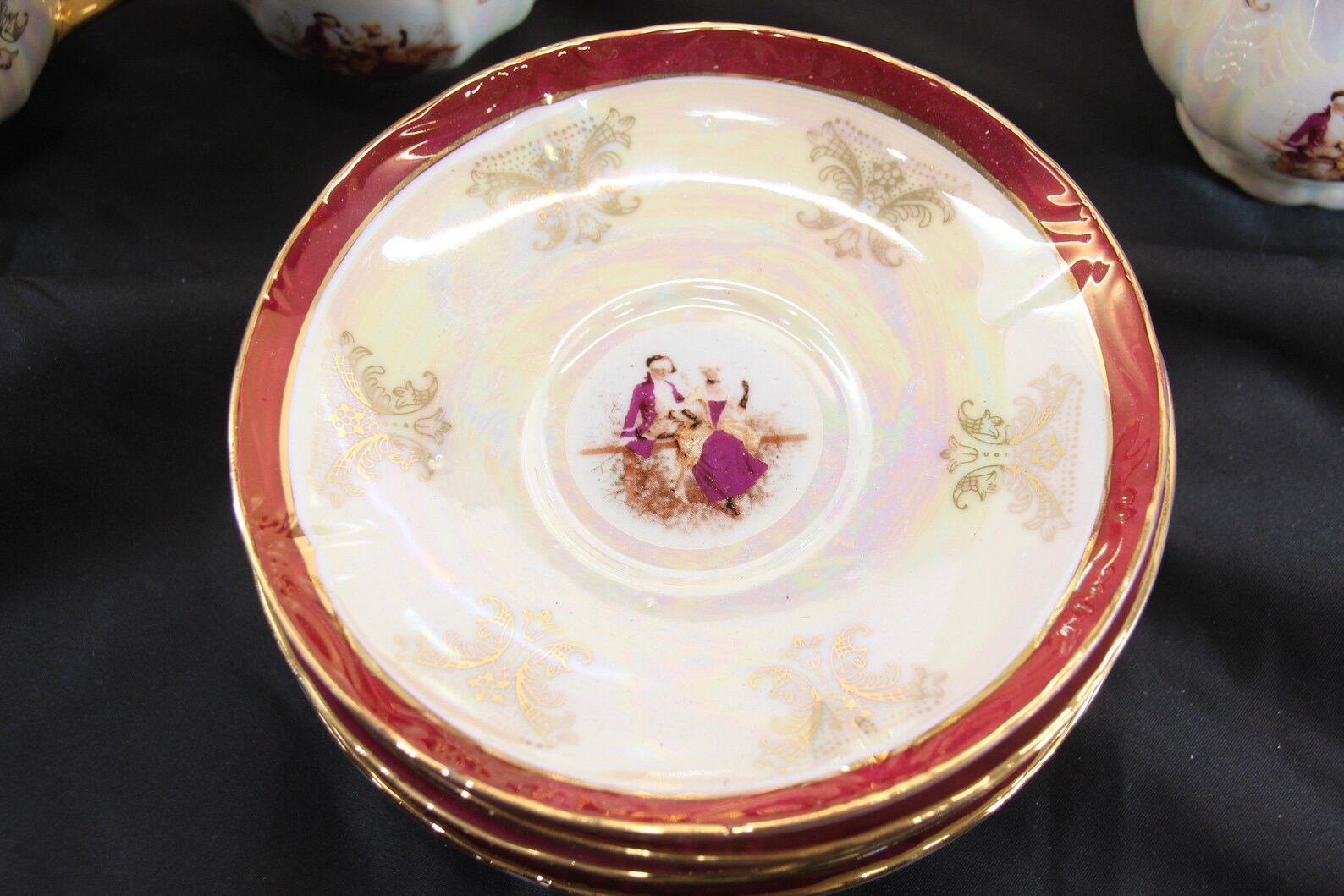 Set of 17 Iridescent Tea Set Colonial Couple Fine | Etsy