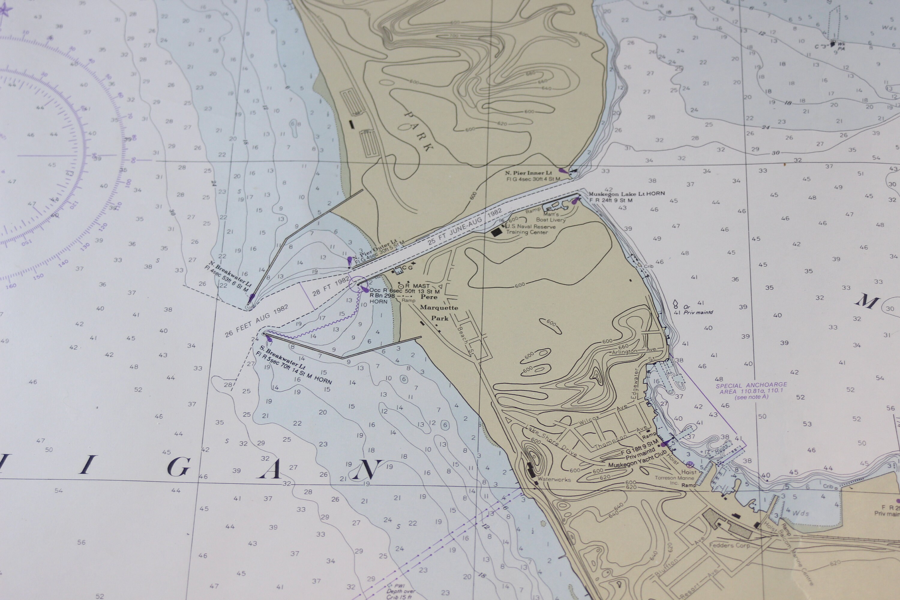 Nautical Chart Great Lakes Shipping Muskegon Lake Michigan - Etsy