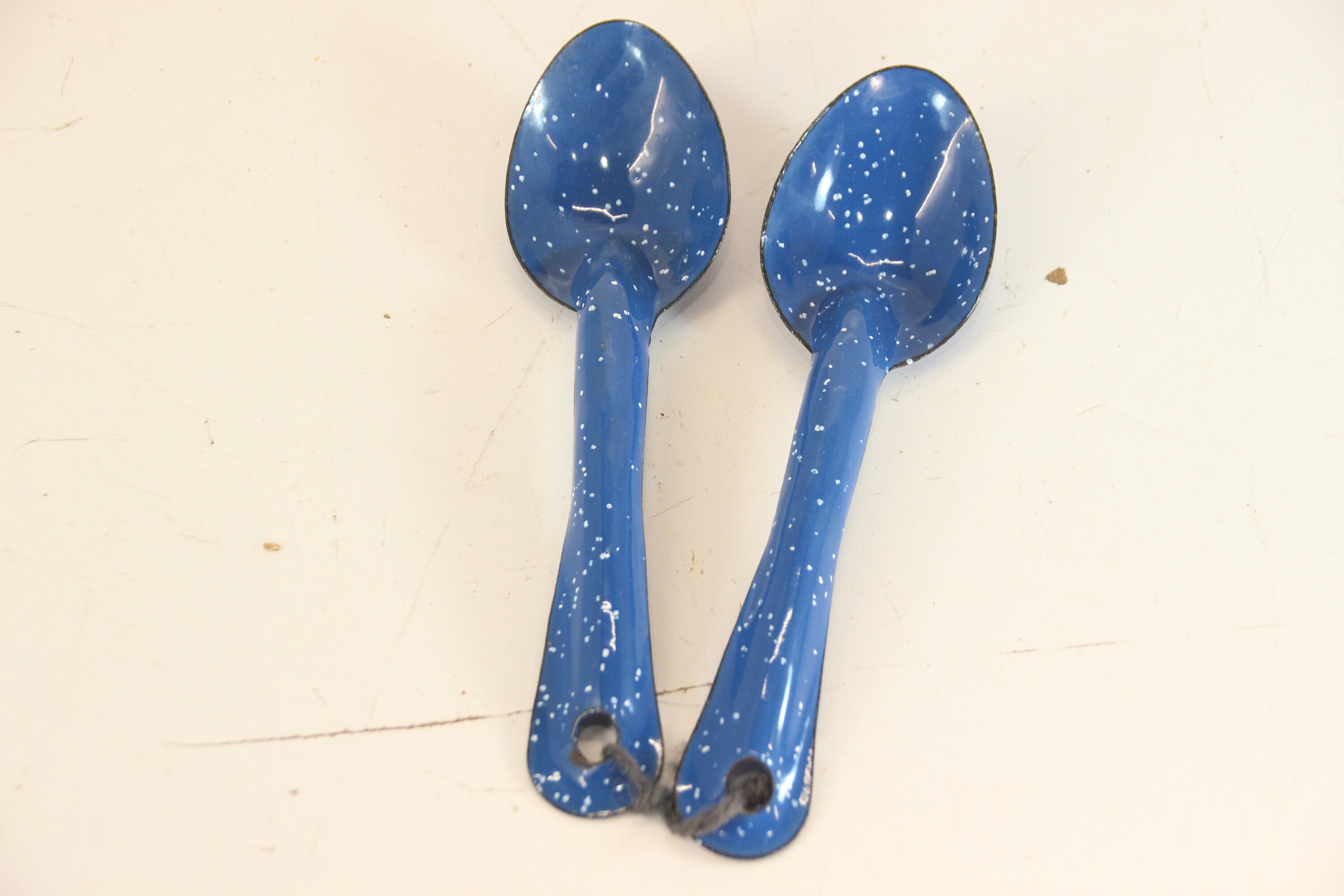 Set of 2 Vintage Blue Spoons Enamelware Graniteware Old | Etsy