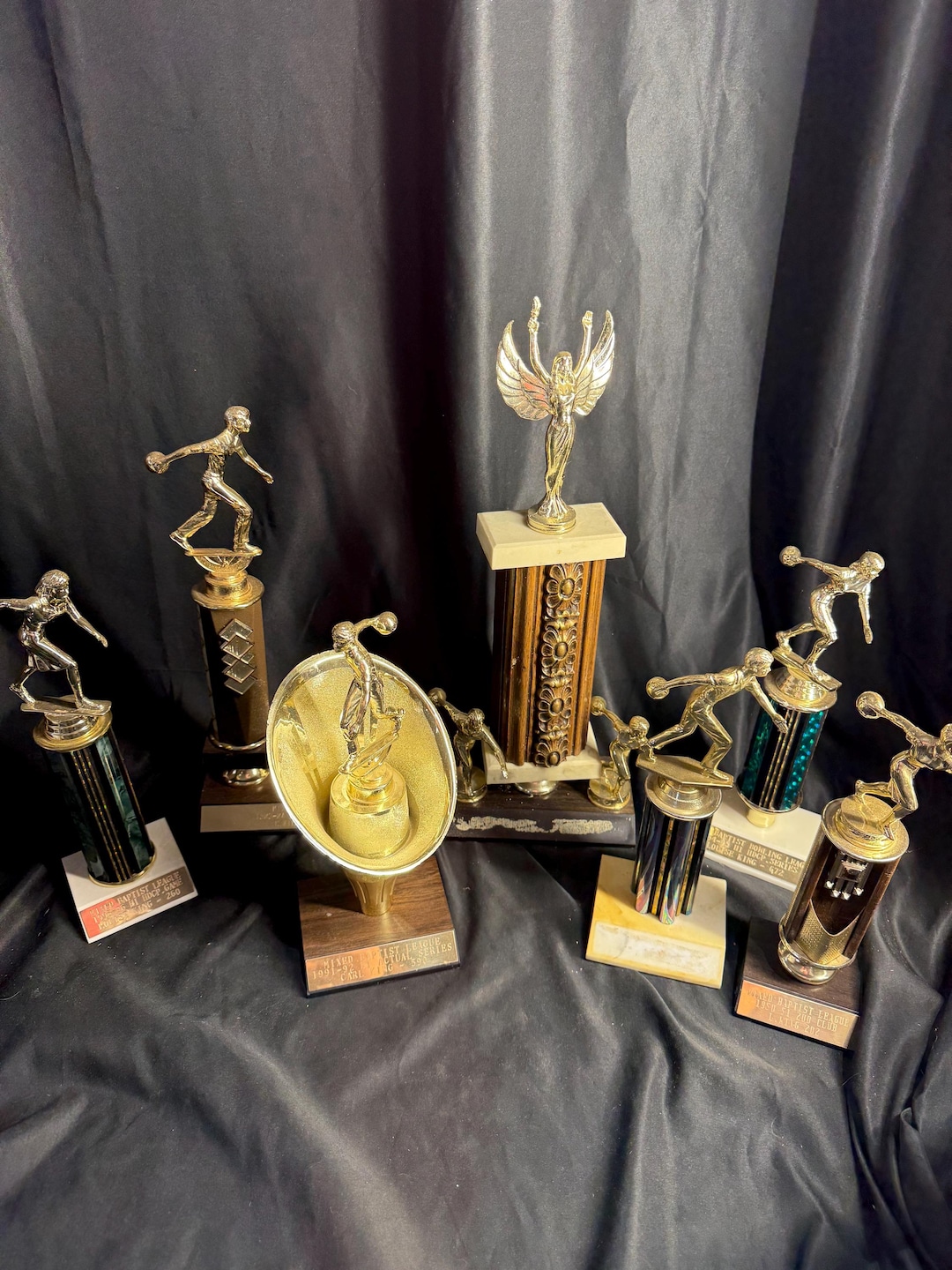 7 Vintage, Bowling Trophies , Trophy, Gold, Brown, Home Decor, Sports ...
