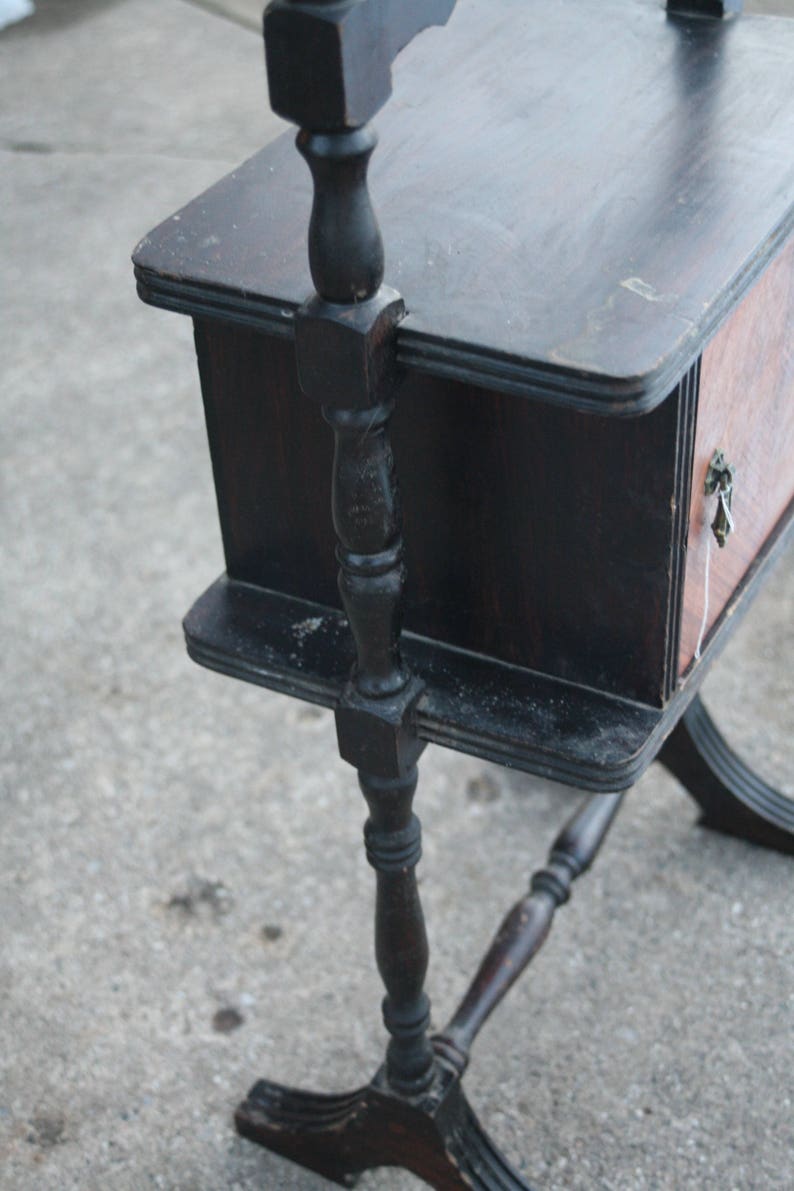 Smoker's Stand Cabinet Table Vintage Wood Inlaid - Etsy