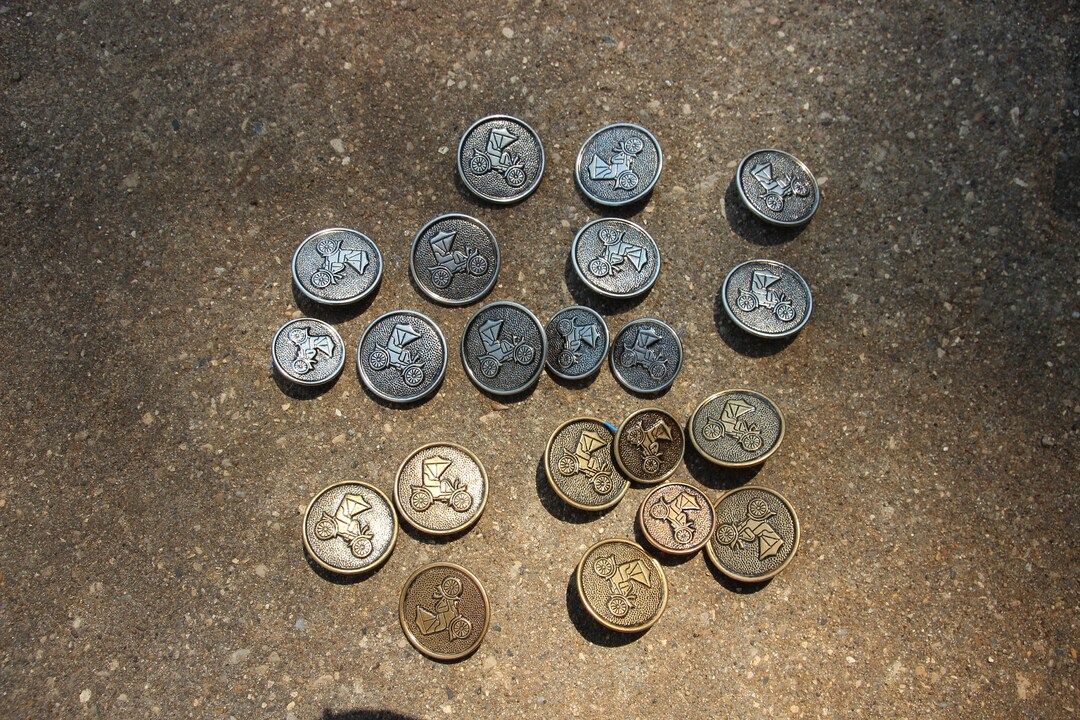 21 Model T Buttons, Metal, Brass, Brass Buttons, Supplies, Old Buttons ...