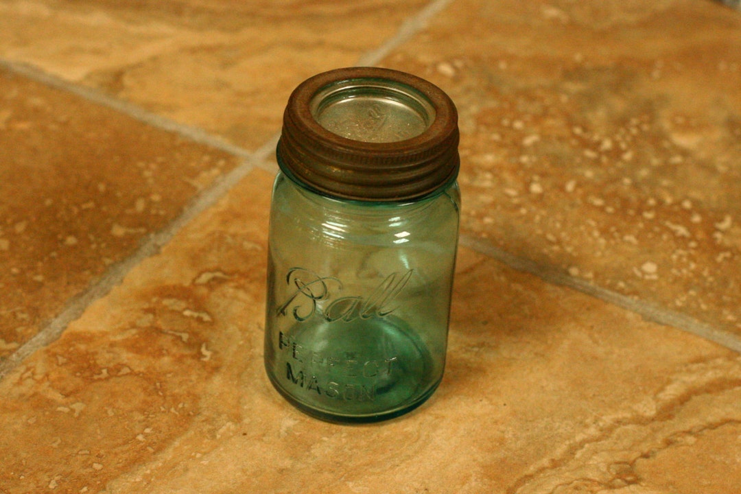 Blue Mason Perfect Ball Canning Jar, Mason Jar, Depression Jar, Home ...