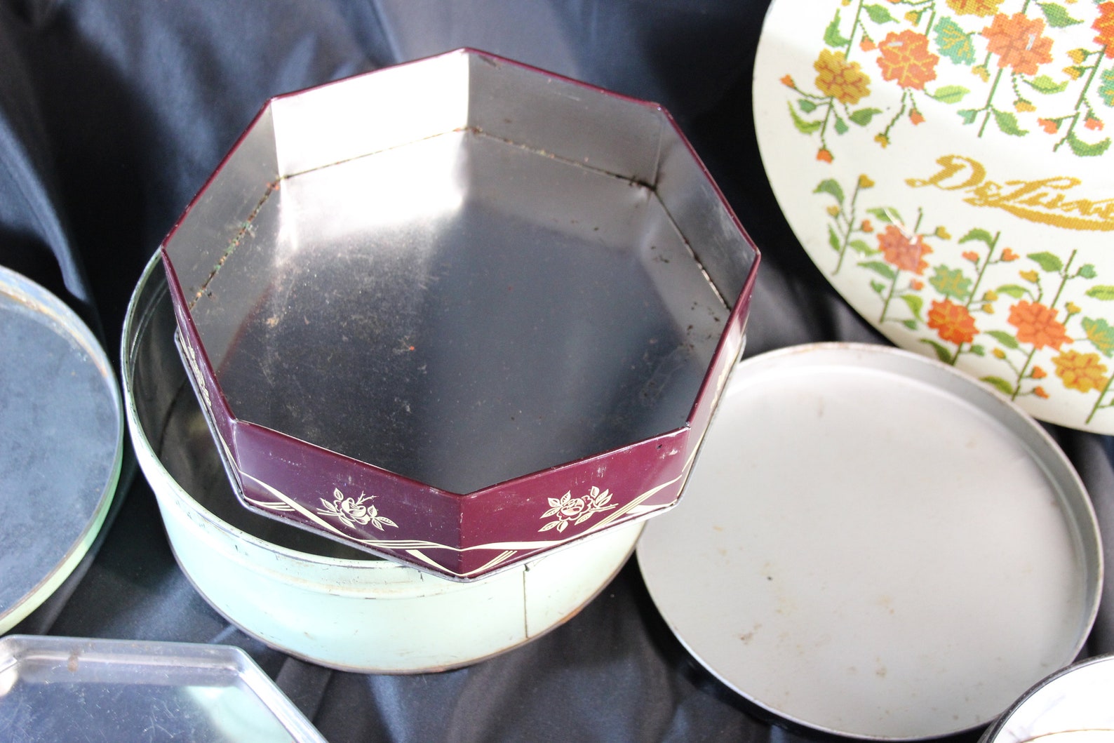 5, Floral Tins, Storage, Vintage Tin, Food Tin, Detailed Tins, Fall ...